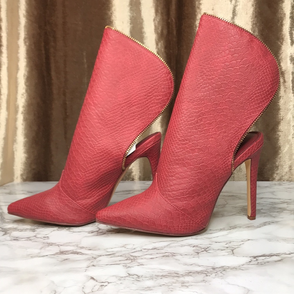 Liliana Snakeskin Mule Stilettos Red Maroon Size 10 - Gem